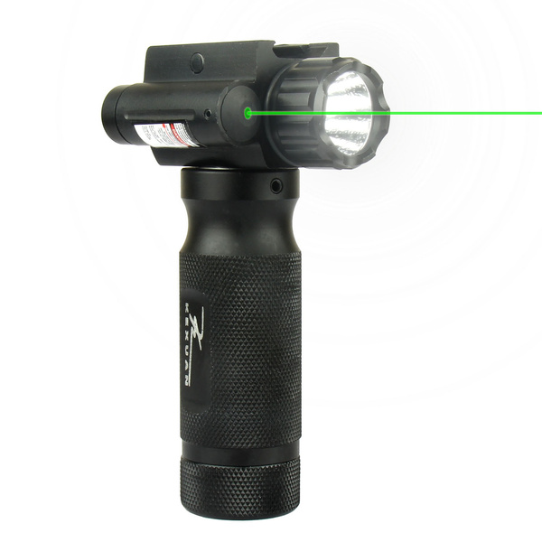 Tactical LED Aluminum Front Grip Flashlight and Green Laser Sight Combo ...