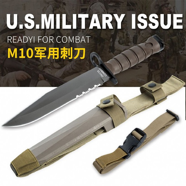 Outdoor Straight Knife Ontario M10 Army Spine Camp Survival Knife ...
