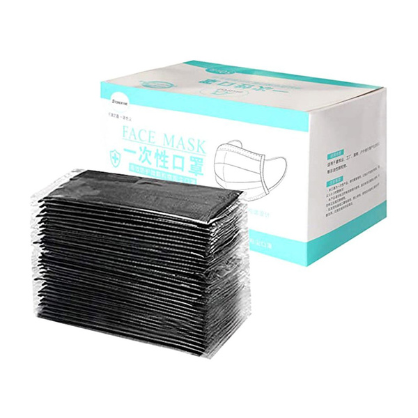 Black Protective Masks Face Shield Three Layer Protective Respirator ...