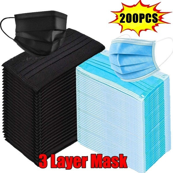 100 PCS 3 Layers Disposable Mask Earloop Face Mask Anti PM2.5 Anti ...