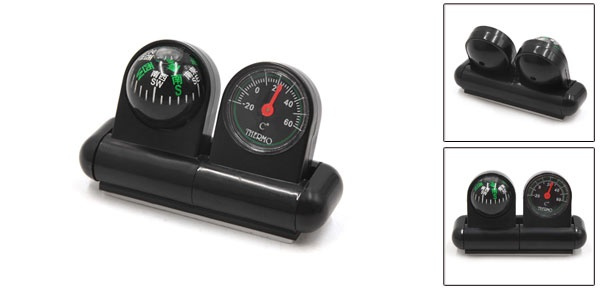 Black Plastic Compass Thermometer Ball Dashboard Navigation for Car ...