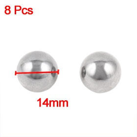 8 Pcs Silver Tone 14mm Diameter Bearing Steel Balls Bicycle Repair ...