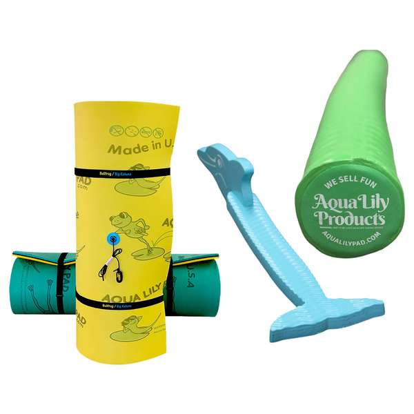 Aqua Lily Pad 15' Bullfrog Raft with Dolphin Noodle and Pool Noodle ...
