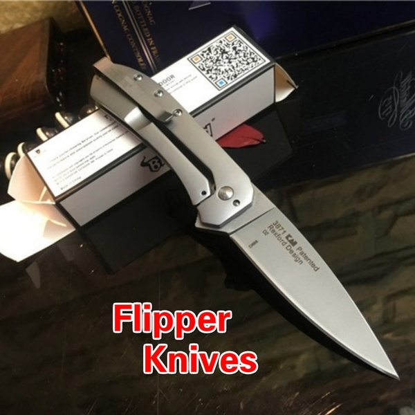 3.15" 5CR13MOV Titanium Plating Blade Flipper Knives Spring Knife ...