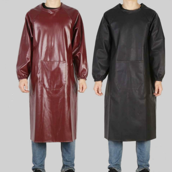 Adults Long Sleeve Apron Waterproof Oil-Proof Kitchen Butcher Overall ...