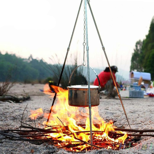 3-section Outdoor Campfire Tripod Camping Supplies Portable Hanging Pot ...