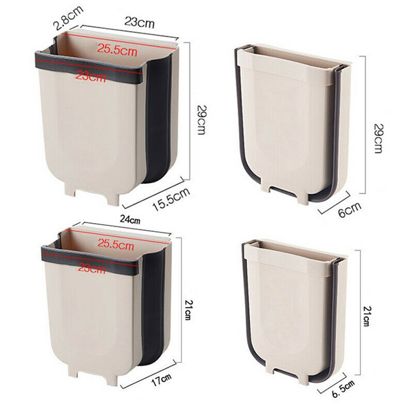 Home Kitchen Cabinet Door Mounted Trash Can Folding Wastes Bin Rubbish ...
