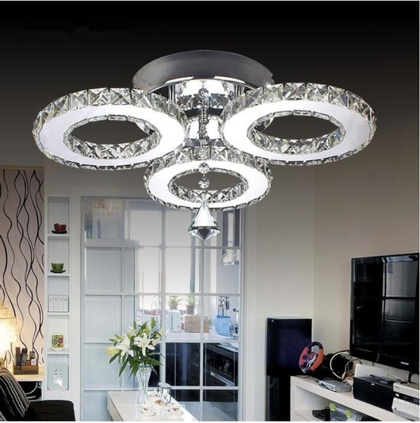 Modern Home Decor Crystal 3 Rings Led ceiling lamp Lustre led ...