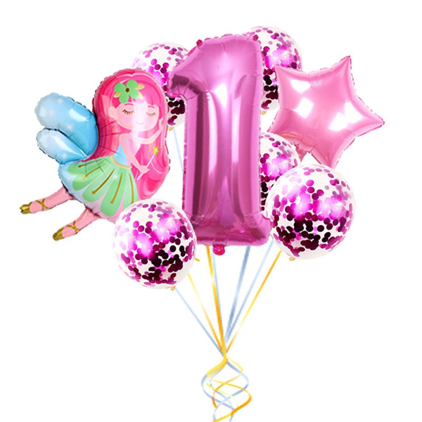 New 8pcs/set Little fairy Girls Balloons 32 inch Pink Number Ballon ...