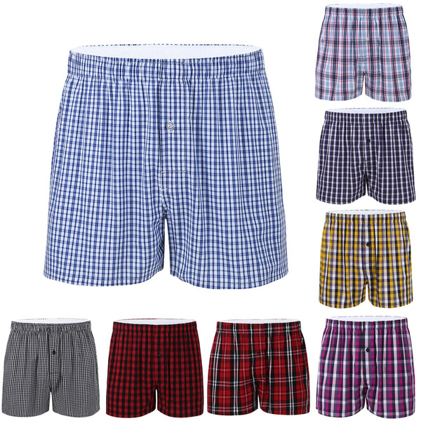 Men's Plaid Woven Boxer Underwear Cotton Premium Classic Tartan Shorts ...