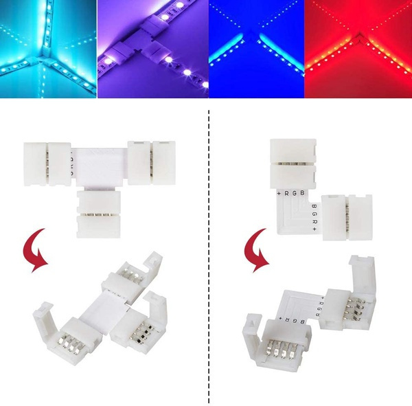 5PCS 2 Pin Single Color LED Strip Connector/ 10Pcs 4 Pin Gapless/ L/ T ...