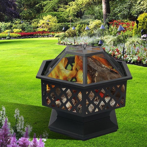 Outdoor Wood Fire Brazier Garden Barbecue Portable Iron Brazier Wood ...