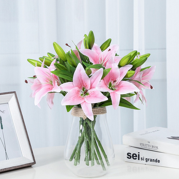 Single short pole simulation lily flower living room interior table ...