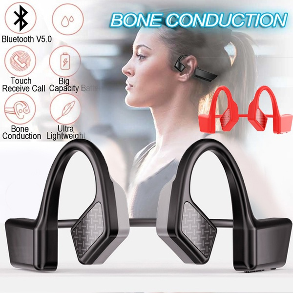 Painless Bone Conduction Bluetooth 5.0 Headphones Waterproof Sport Open ...
