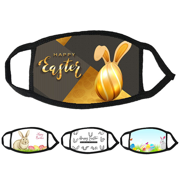 2021 Easter Bunny Egg Print Face Mask Washable Reusable Dustproof ...