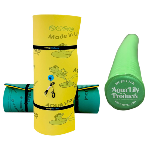 Aqua Lily Pad 20' Bullfrog Floating Island w/ Foam Pool Noodle Float ...