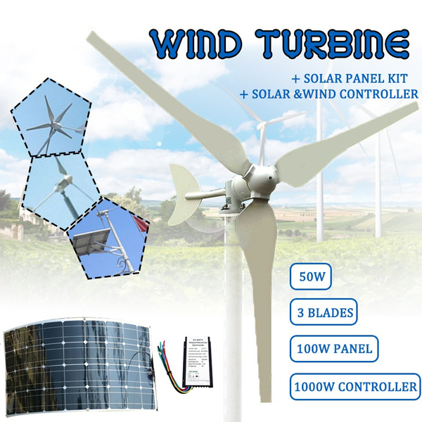 Solar Wind Power System with 50W DC Generator Wind Turbine 3 Blades 36V ...