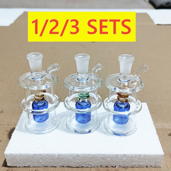 NEW Mini Glass Water Bubbler Glass Burner Bottle Whole Set with Glass ...