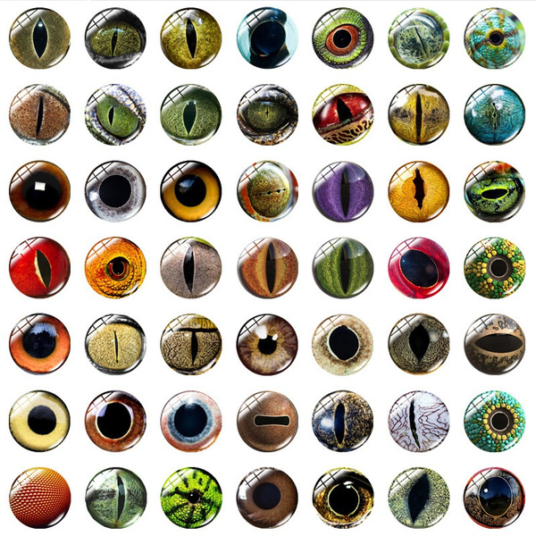 100PCS Round 6MM-14MM Glass Dragon Cat Eyes Cabochon Charms Accessory ...