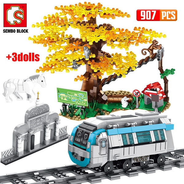 SEMBO City Train Rail Subway Station Creator Building Blocks Technical ...
