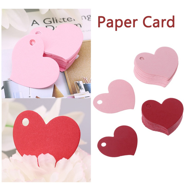 50Pcs Heart Shape Blank Kraft Paper Card Gift Tag Label DIY Party ...