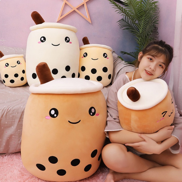 Boba Milk Tea Cup Plushie, Giant Boba Bubble Tea Soft Doll Stuffed Tea ...