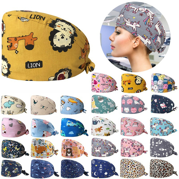 New Surgical Hat Doctor Nurse Scrub Cap Cartoon Printed Floral Medical ...