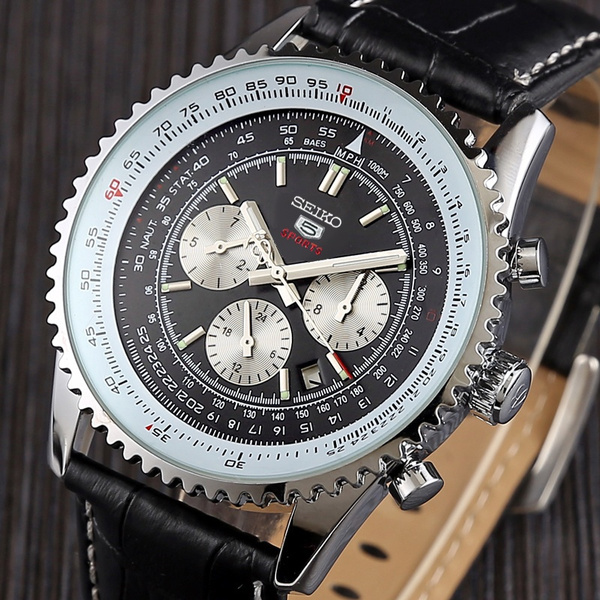 NAVITIMER 1884 EDITION Refurbished Luxury Men's Black Full Steel ...