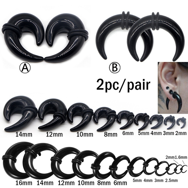 2pcs Acrylic Spiral Horn Ear Gauges Black Ear Taper Stretching Plugs ...