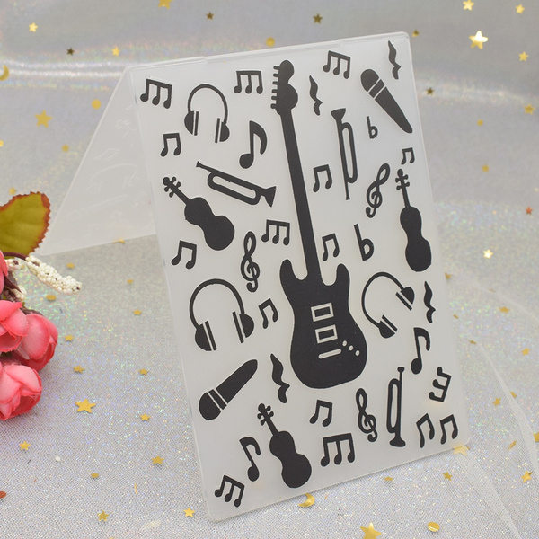 Music Guitar Pattern 3D Embossing Folders for DIY Scrapbooking Paper ...