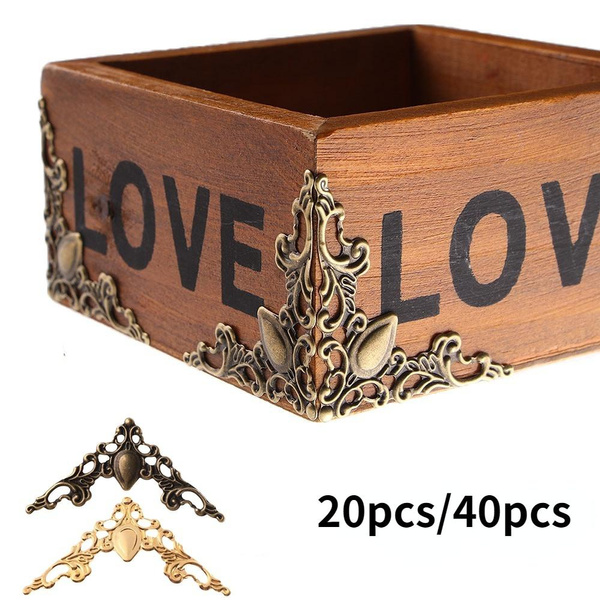 20pcs/40pcs Metal Corner Brackets Gold Bronze Color 40mm Corner ...