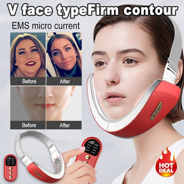 Face Chin V-Line Lift Up Belt Remote Control Blue LED Facial Lifting ...