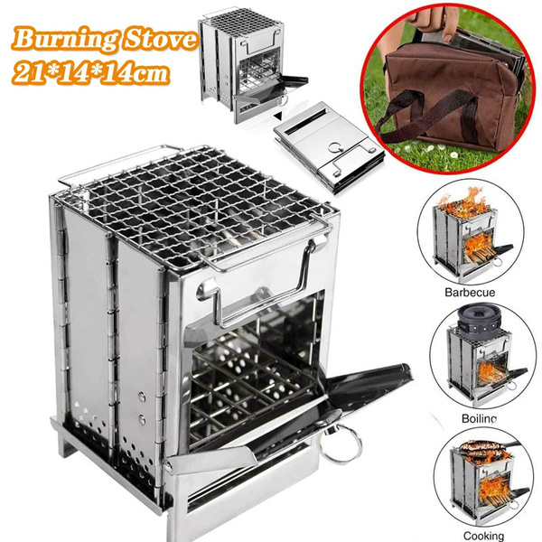 Stainless Steel Folding Wood Stove Pocket Cooking Outdoor Burning ...