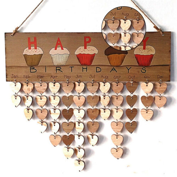DIY Wall Calendar Cake Happy Birthday Printed Wooden Calendar Sign ...