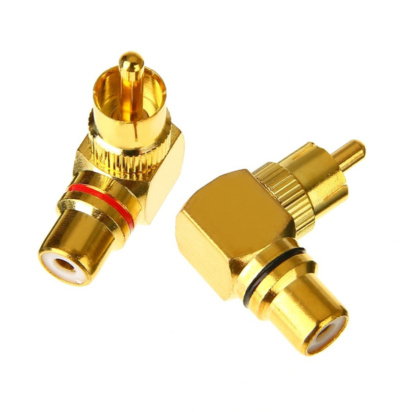 1or 2pcs Plated RCA Right Angle Male to Female Connector Plug Adapter ...
