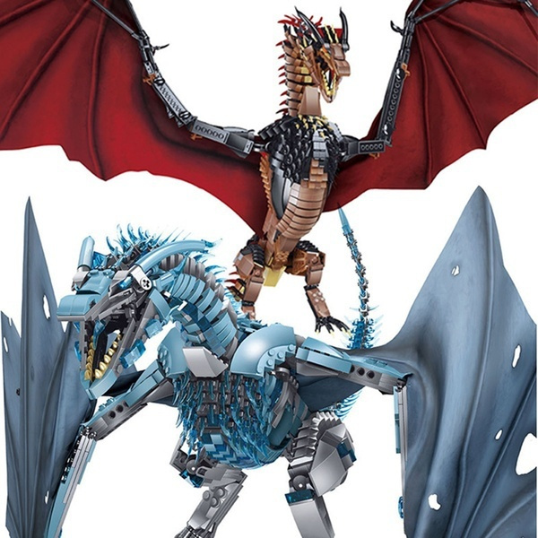 1889PCS Super Ice Fire Dragon Building Block Model Kits Kids Toys Gift ...