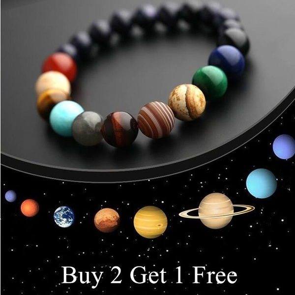2019 Eight Planets Bead Bracelet Men Natural Stone Universe Yoga Chakra Solar Bracelet for Men ...