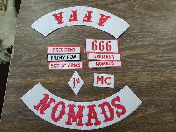 10 Pieces/lot NOMADS AFFA 1% MC Patches Embroidered Iron On Patches For ...