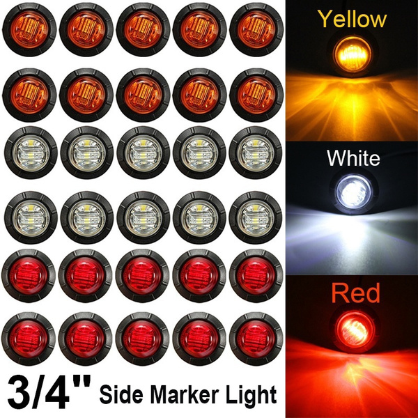 3/4 Inches Round LED Side Marker Lights External Lamp for Car Truck ...