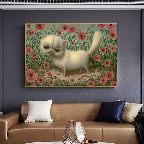 Surrealist Pop Art Cat Canvas Painting By Mark Ryden Modern Cartoon ...