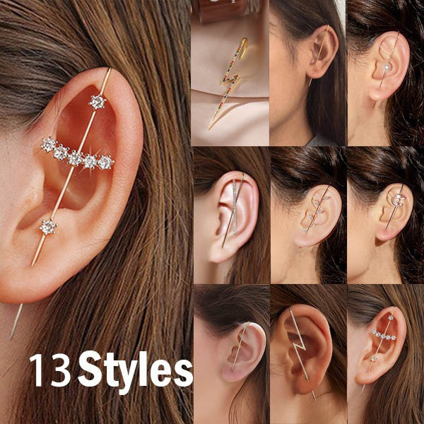 2021 New 2/1Pcs Super quality 13 Styles Ear Wrap Crawler Hook Earrings ...