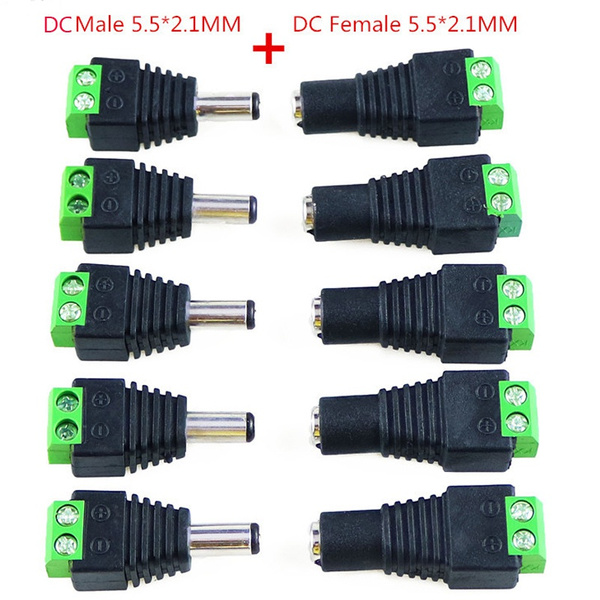 5 Set 10 pcs Cameras 2.1mm x 5.5mm Female Male DC Power Plug Adapter ...