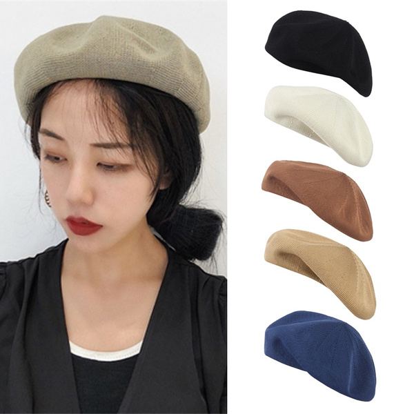 Lady Spring Summer Berets Hat Painter Style Hat Women Cotton and Linen ...