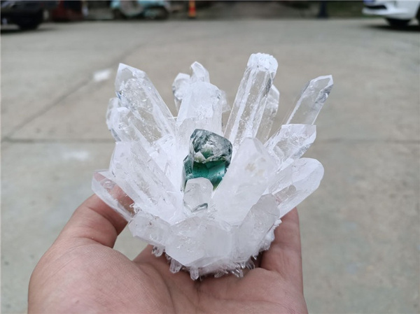 Clear white quartz crystal cluster Mineral specimen from madagat ...