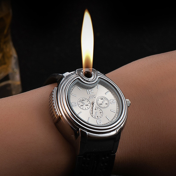 Watch Style Metal Open Flame Lighter Creative Men's Sports Open Flame ...