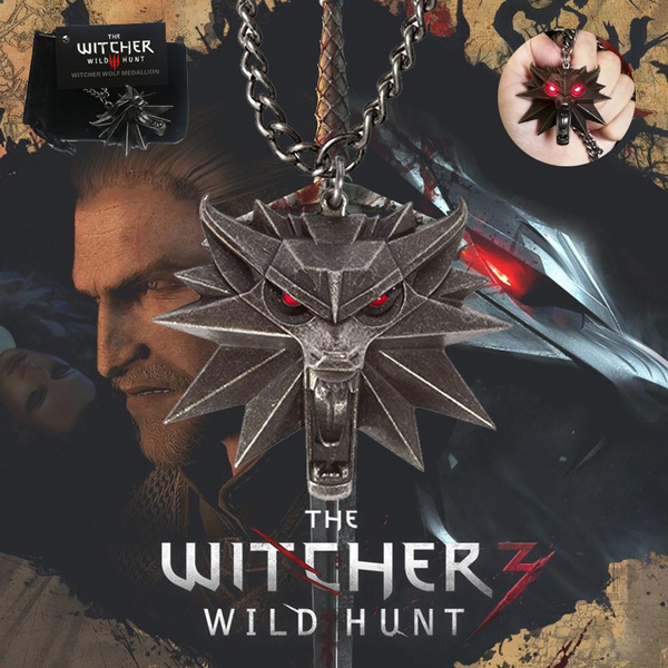 NEW The Witcher 3 Pendant Collier Medallion Wizard Wolf Wild Hunt 3 ...