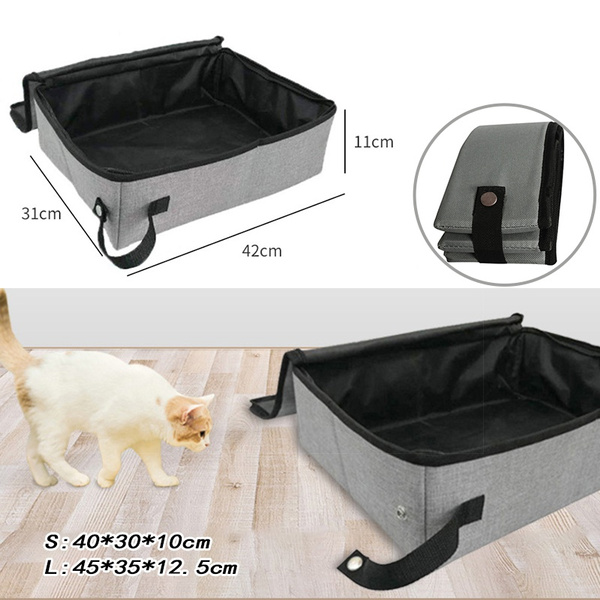 Folding Pet Cat Litter Box Portable Travel Toilet Seat Waterproof ...