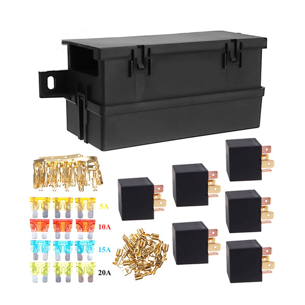 11 Way Blade Fuse Holder Box 6Pcs 4Pin 12V 40A Relays Fuse for Car ...