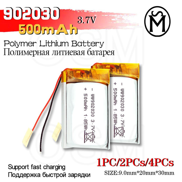 1or2or4 pcs Li-Po Battery Model 902030 500mah Long lasting 500times ...