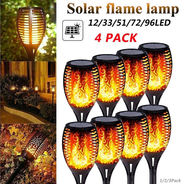 96/72/51/33/12 LED Solar Flames Torch Solar Path Light Outdoor Dancing ...